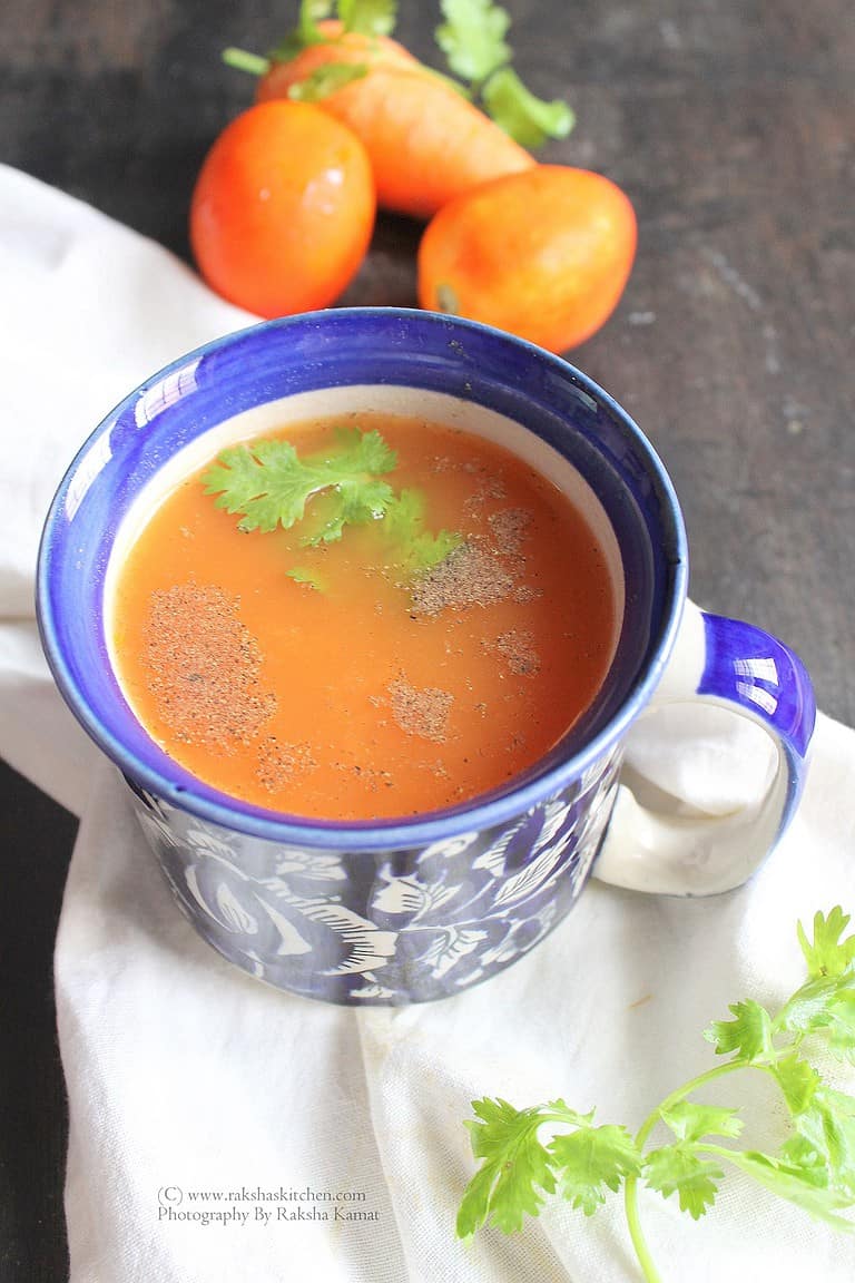 Carrot Tomato Soup Recipe - Raksha's Kitchen