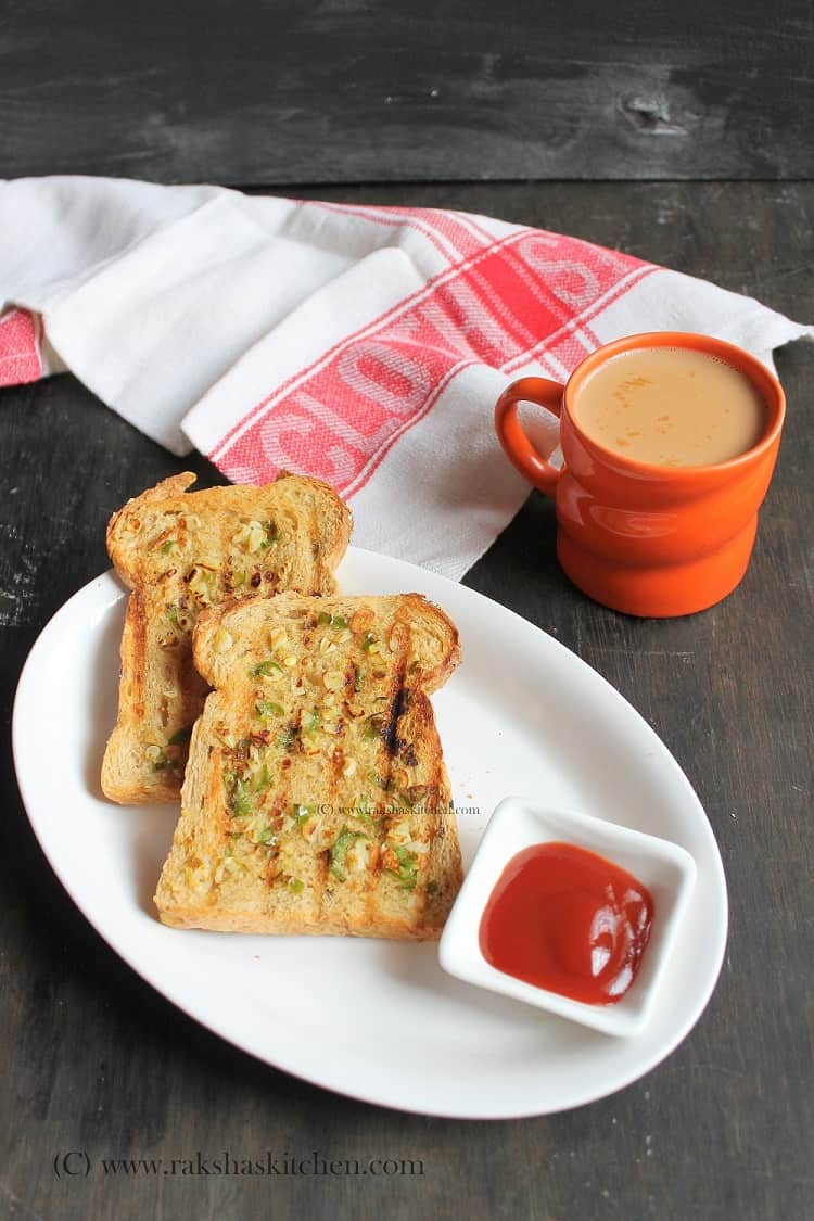Chili Garlic Toast - Raksha's Kitchen