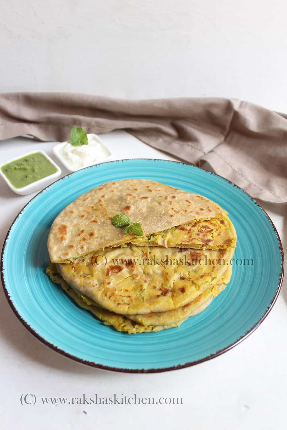 Cabbage and Dal Stuffed Paratha - Raksha's Kitchen