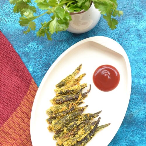Ladyfinger rava fry | crispy okra rava fry - Raksha's Kitchen