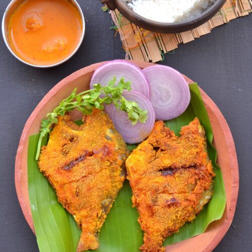Pomfret Rava Fry + Video - Raksha's Kitchen