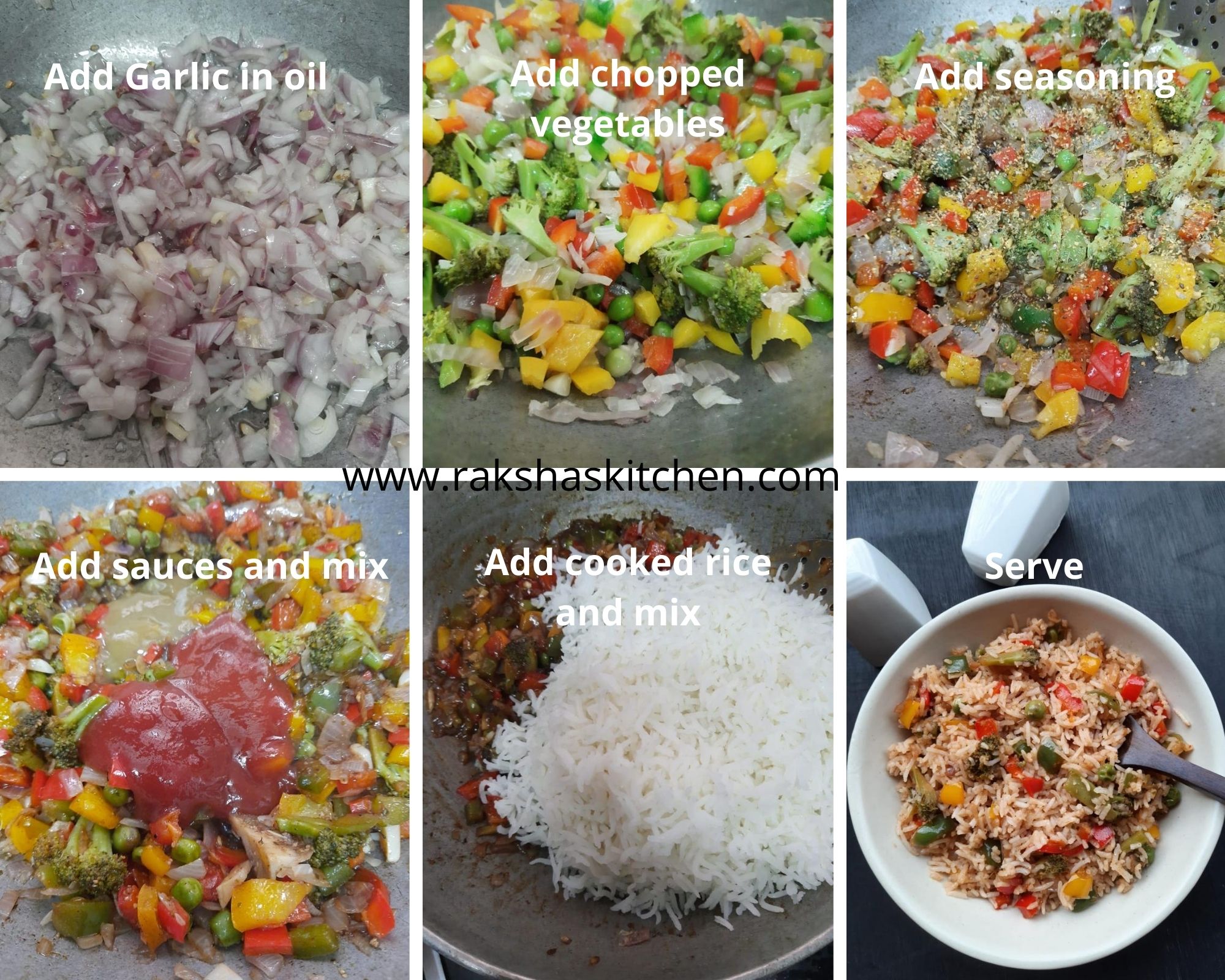 Broccoli Bell Pepper Fried Rice - Raksha's Kitchen