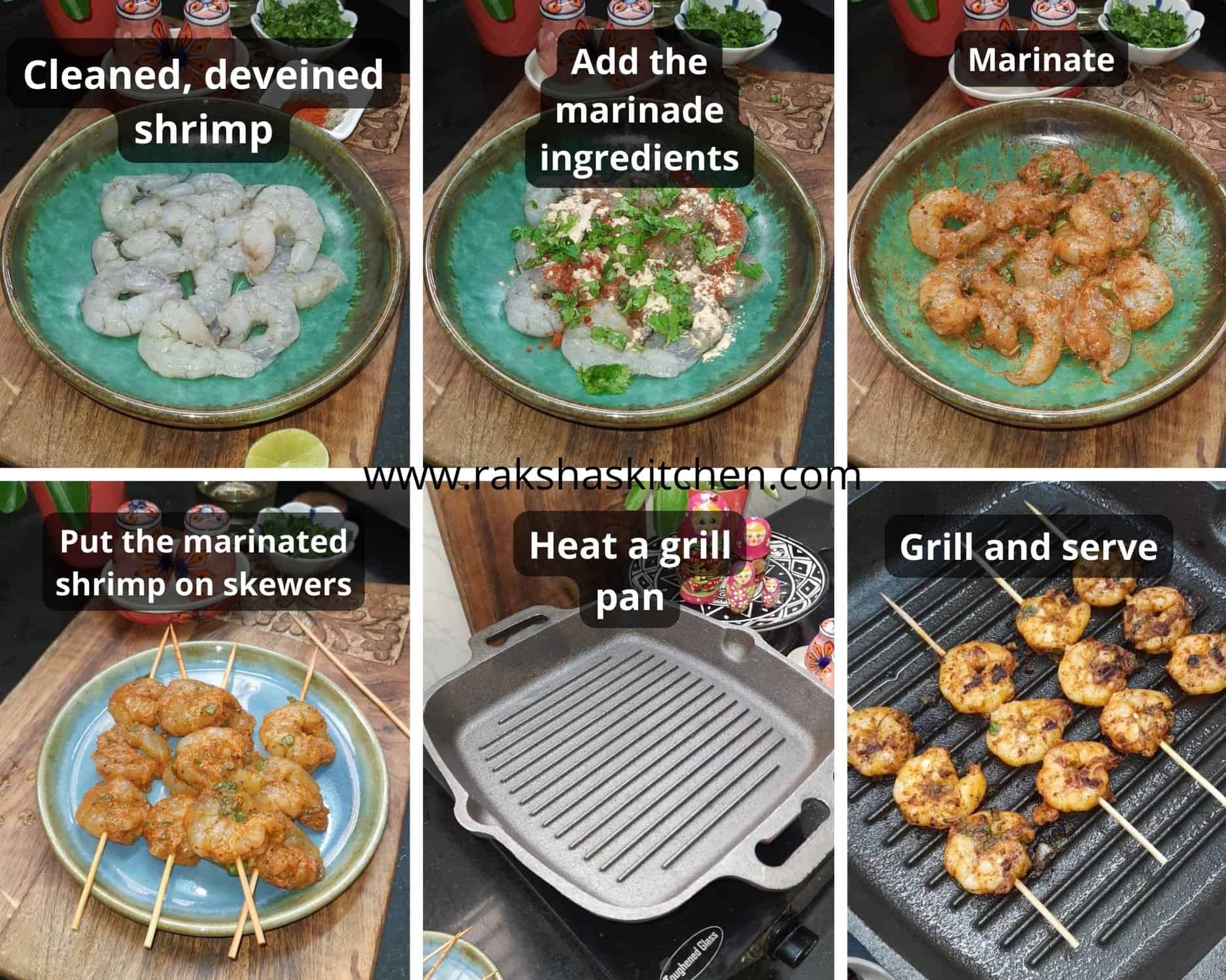 Spicy Grilled Shrimp Skewers +Video - Raksha's Kitchen