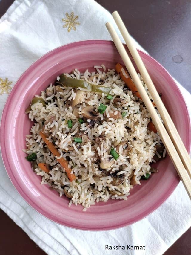 Mushroom Fried Rice - Raksha's Kitchen